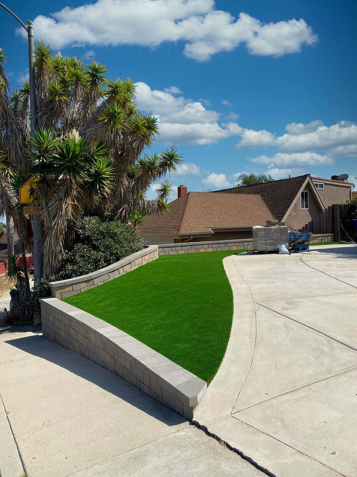 Front Yard Turf & Retaining Wall San Diego 92139 - Need For Build